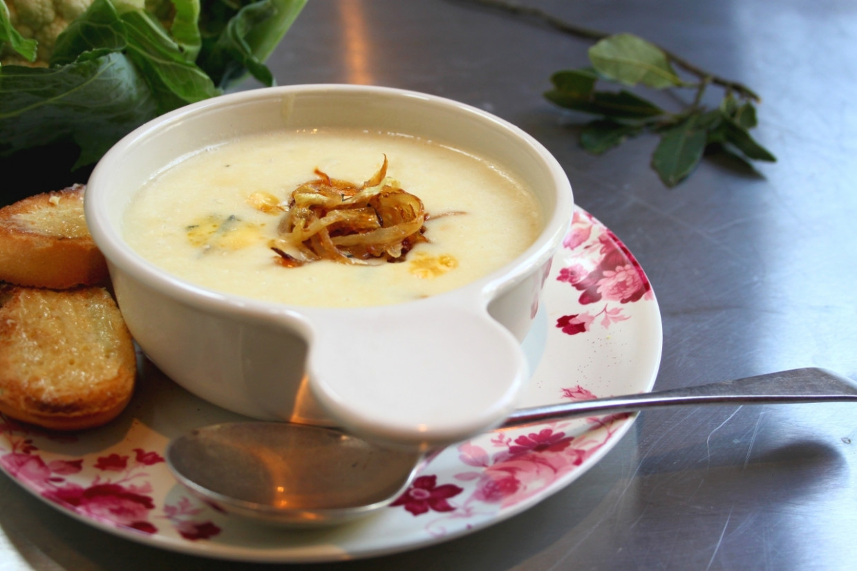 Cauliflower Soup with Melted Stilton and Caramelised Onions Recipe ...