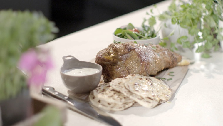 Indian Spiced Leg of Lamb with Flat Breads, Dips and Salad Recipe ...