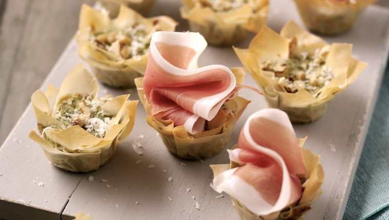 Basil, Ricotta, Walnut and Parma Ham Cocktail Quiches Recipe | Food ...