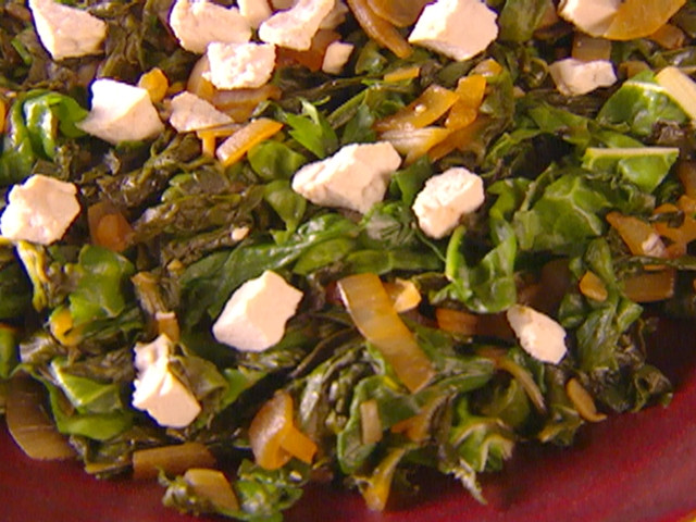 Wilted greens with ricotta salata Recipe | Food Network UK